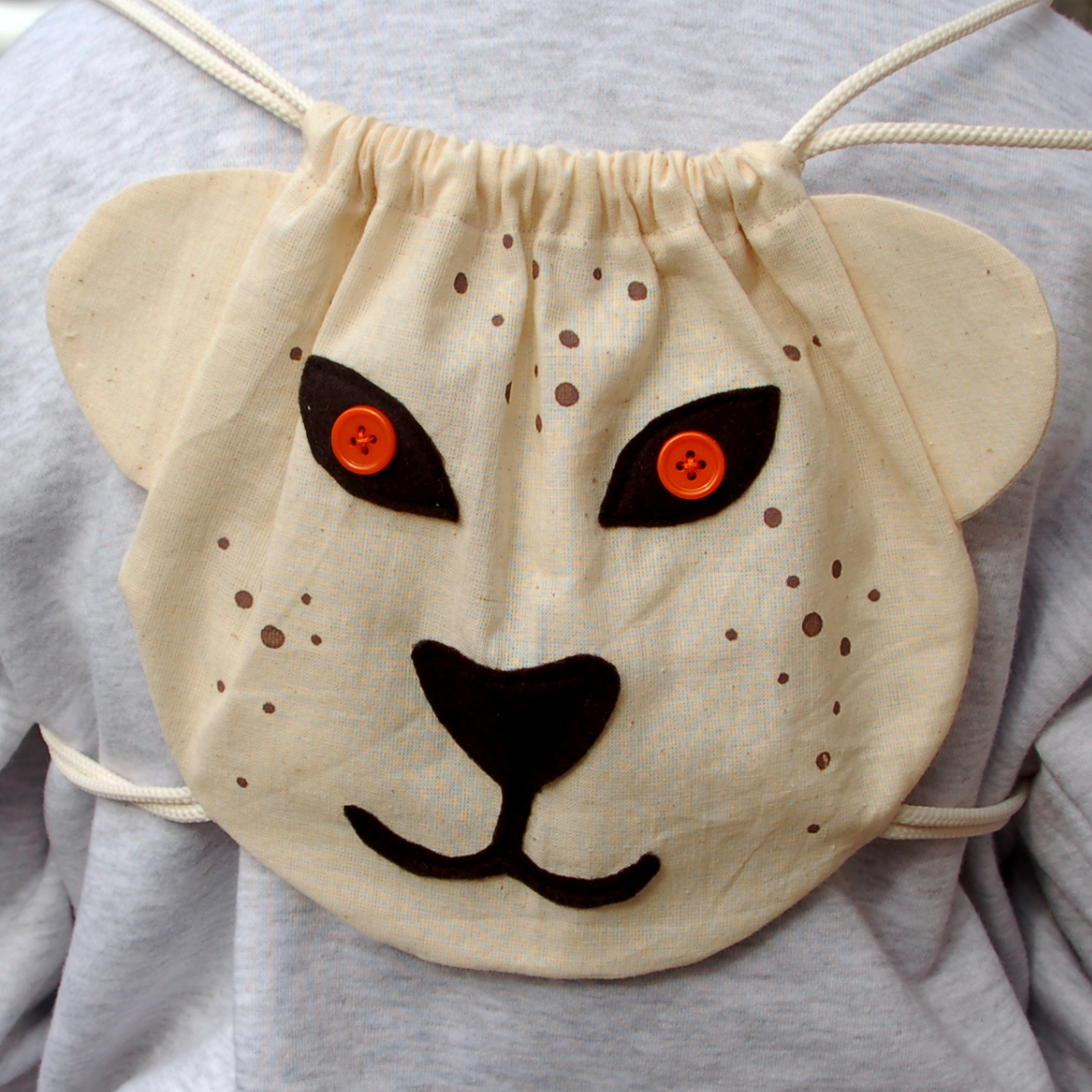 Lined Animal Drawstring Backpacks